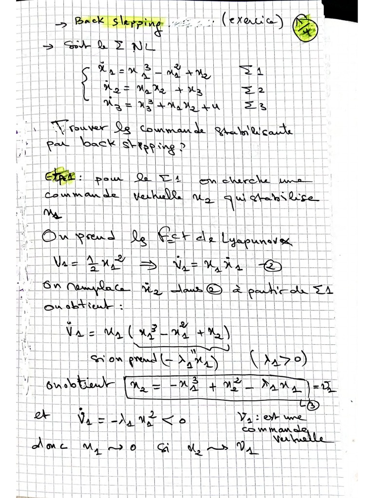 Un Exercice Corrigé Sur Le Back Stepping | PDF