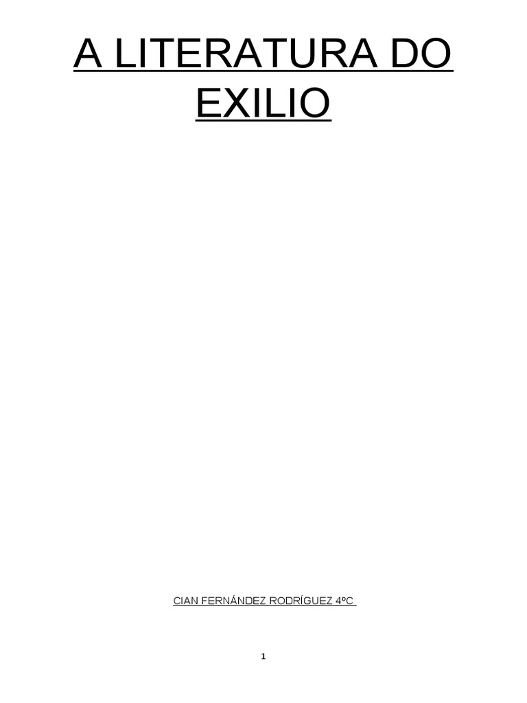 A Literatura Do Exilio | PDF