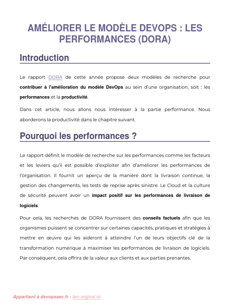 Ameliorer La Performance Du Modele Devops Dora | PDF | Cloud computing ...