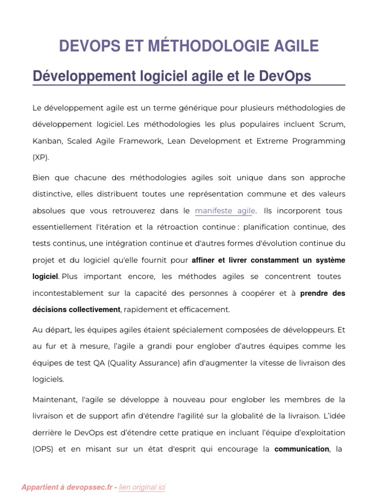 Devops Et Methodologie Agile | PDF | Méthode agile | Développement de logiciel