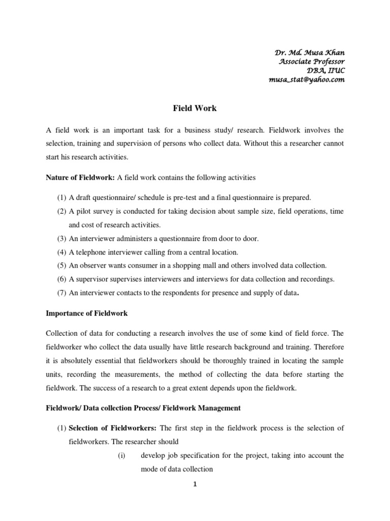 Fieldwork Report Writing Guide | PDF | Survey Methodology | Science