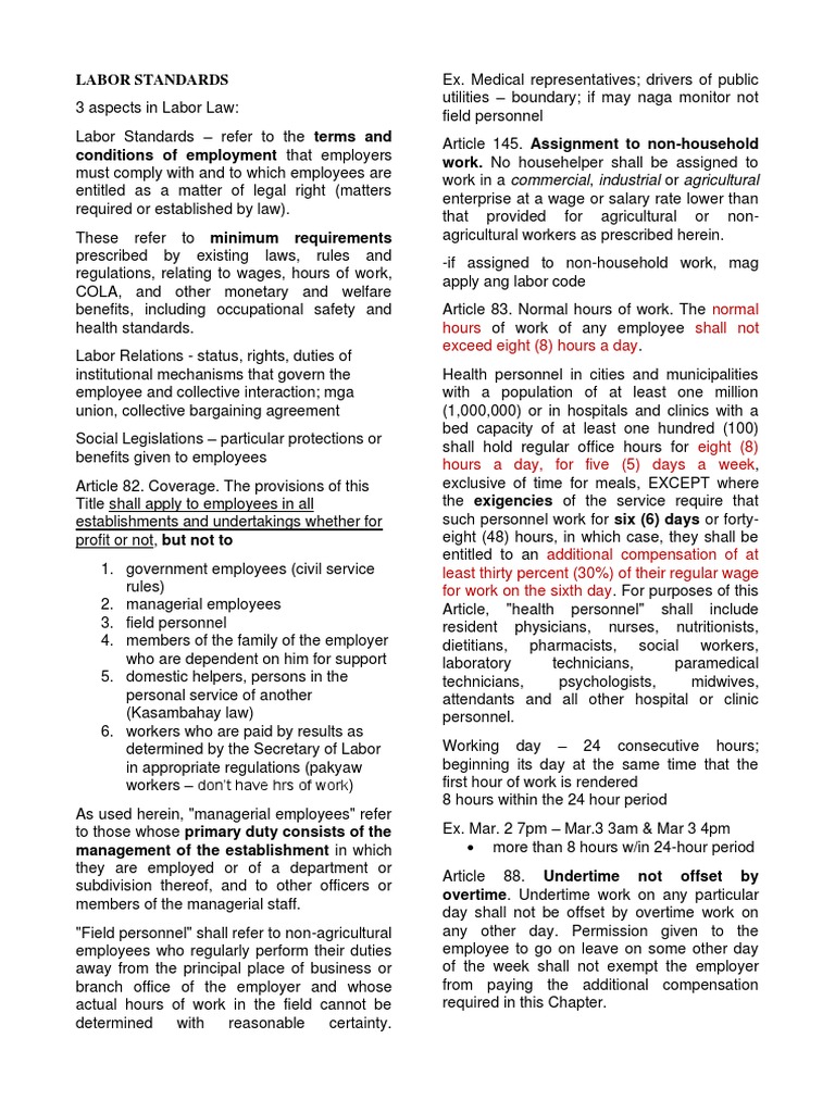 Labor Standards and Regulations in the Philippines: Minimum Wage, Working Hours, Overtime Pay ...