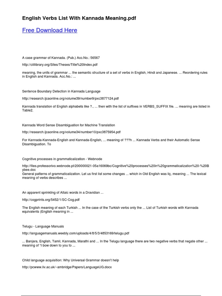 Dokumen - Tips English Verbs List With Kannada English Verbs List With Kannada Meaningpdf ...