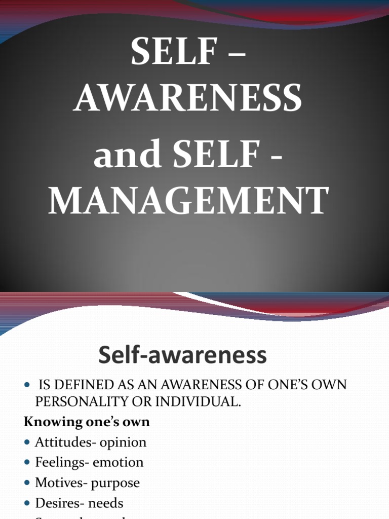 Self - Awareness and Self - Management | PDF | Self Esteem | Self ...