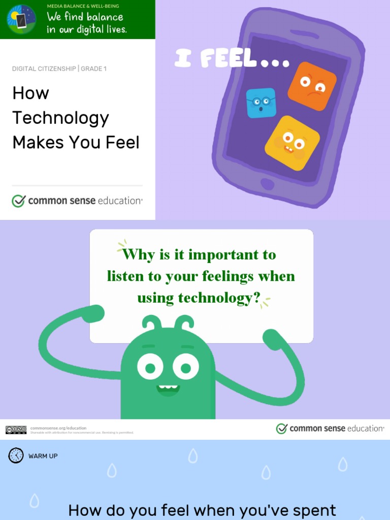Grade 1 - How Technology Makes You Feel - Lesson Slides | PDF