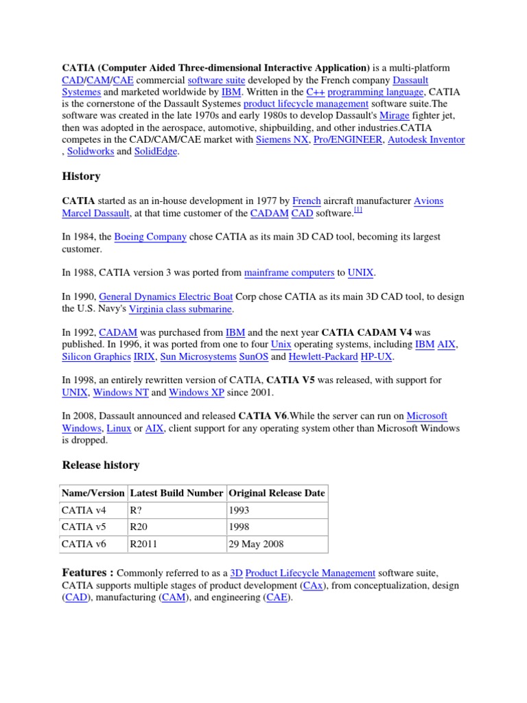 CATIA Software Release History | PDF | Software | Computing