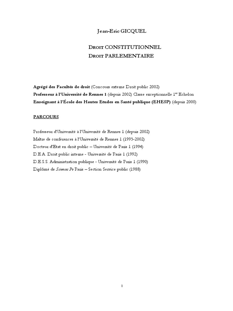 CV Jean Eric Gicquel | PDF | Constitution | France