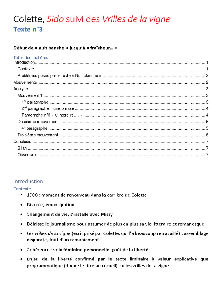 Linéaire Colette TEXTE 3 | PDF