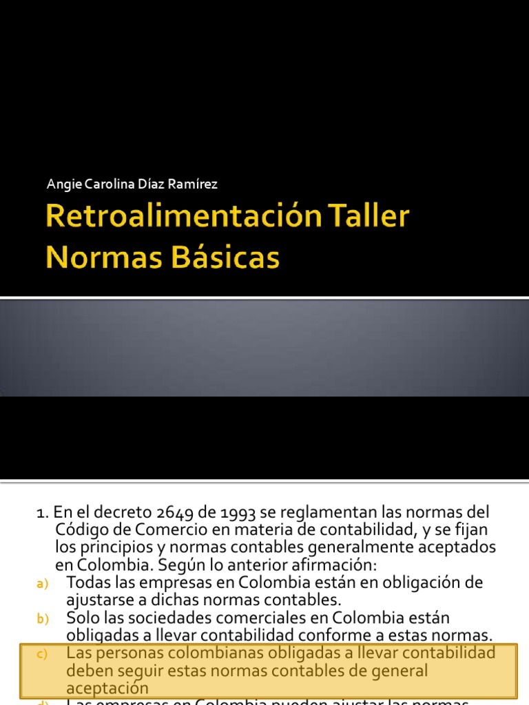 Taller de Normas Básicas - Angie Carolina Díaz PDF | Descargar gratis PDF | Contabilidad ...