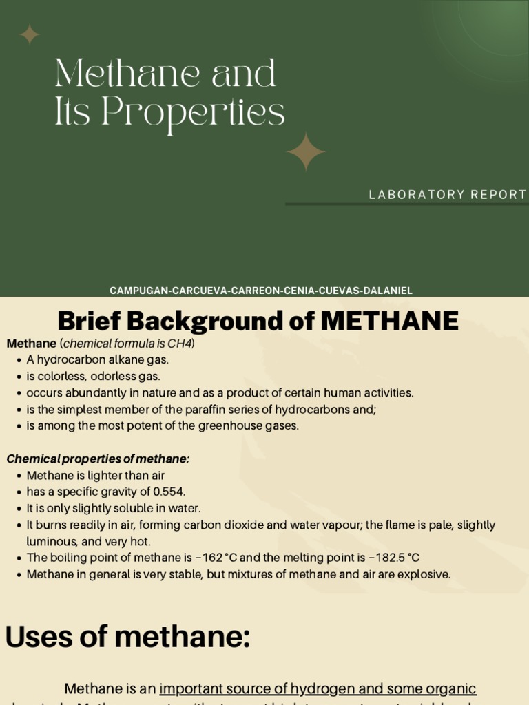 Group 3 - Laboratory Report 2 - Methane and Its Properties | PDF ...