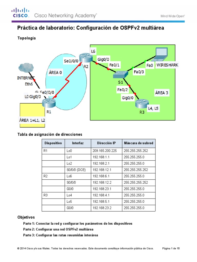 NEW 9.2.3.8 Lab - Configuring Multiarea OSPFv2 | PDF | Enrutador (Computación) | Protocolos de ...