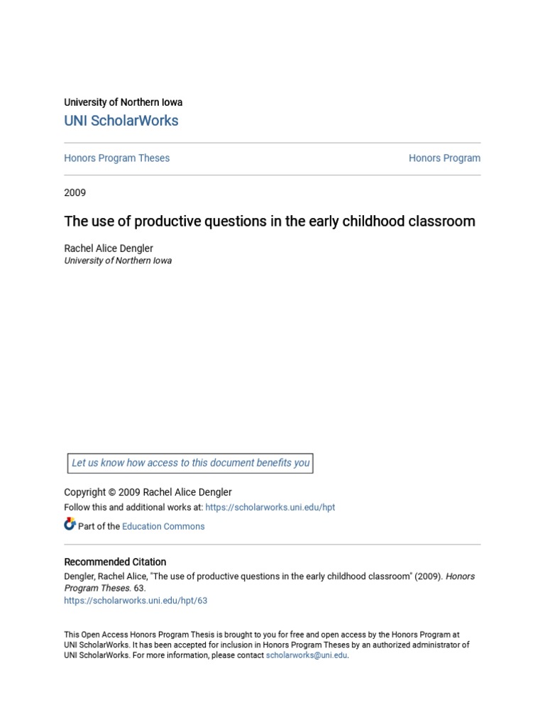 The Use of Productive Questions in The Early Childhood Classroom | PDF ...