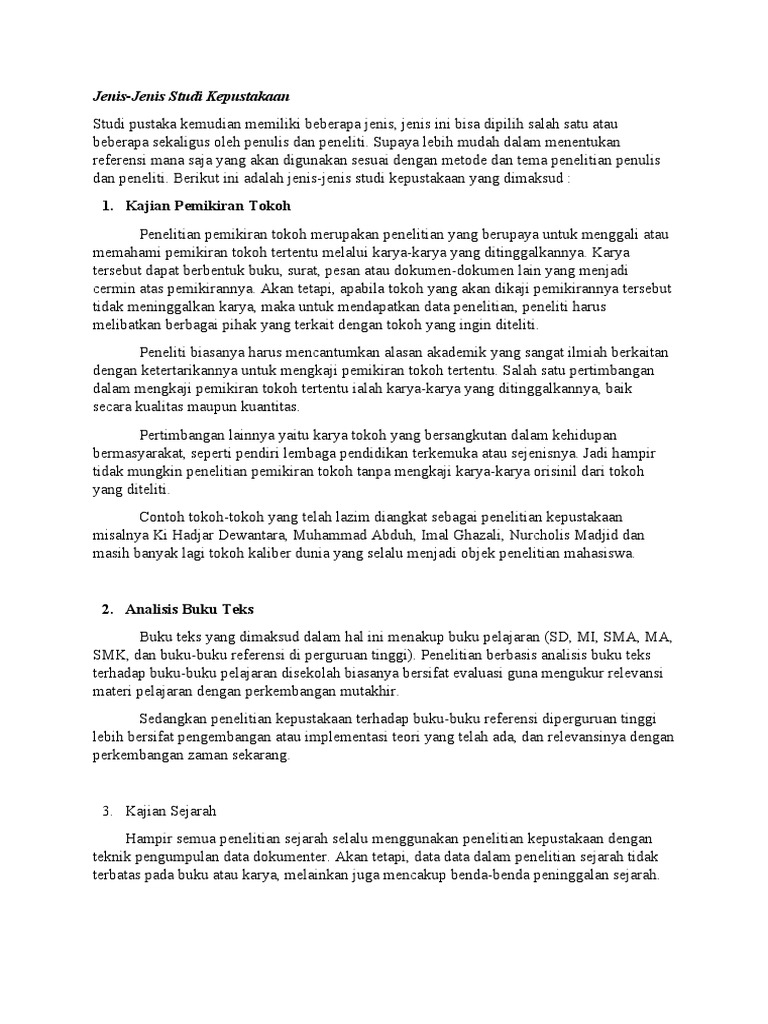 Jenis Jenis Studi Kepustakaan | PDF