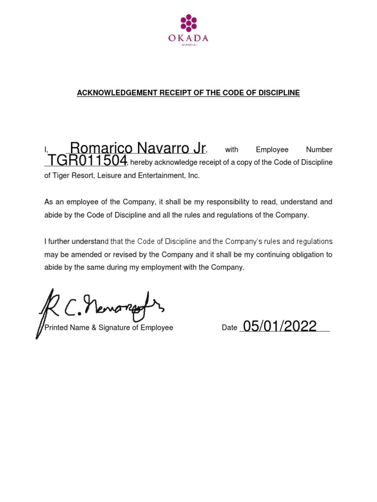 Code of Discipline Form | PDF