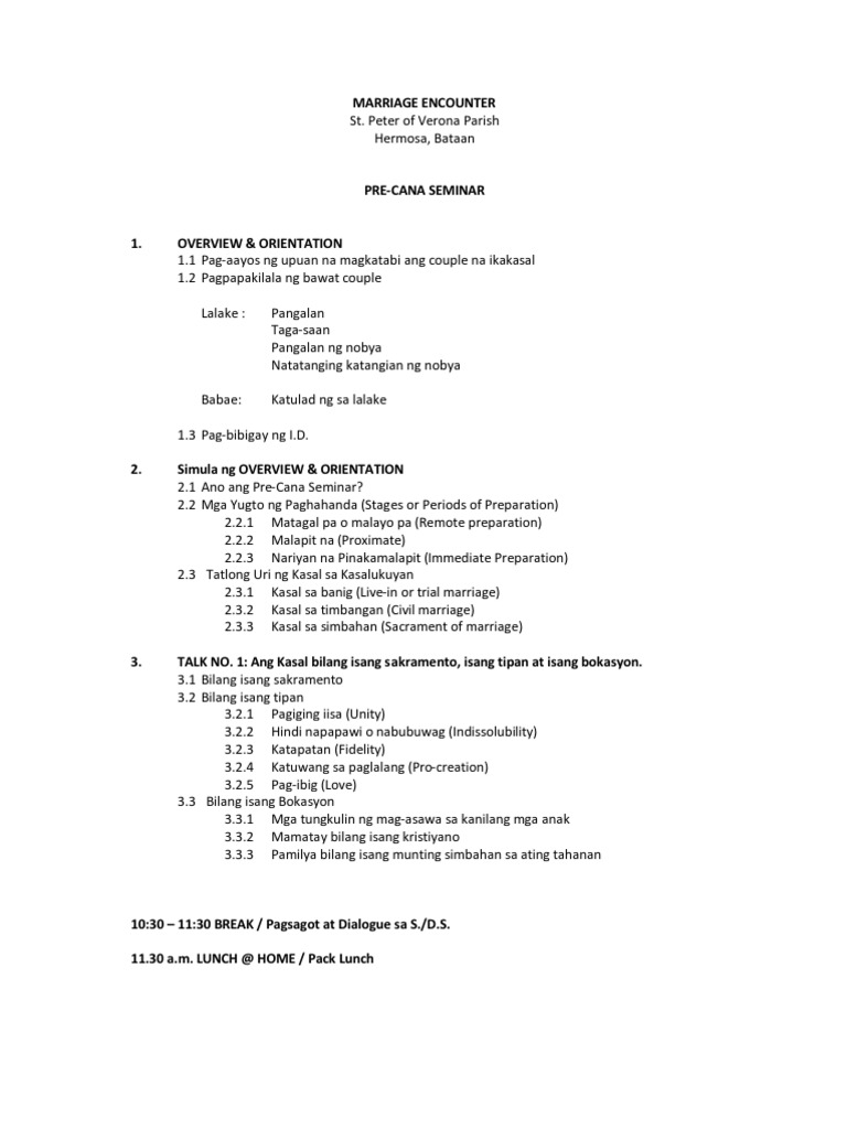 Pre Cana Seminar | PDF