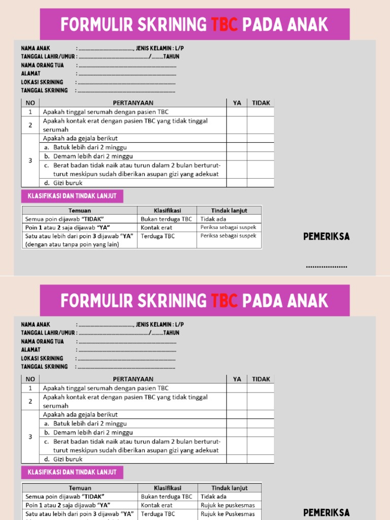 Formulir Skrining TBC Pada Anak | PDF