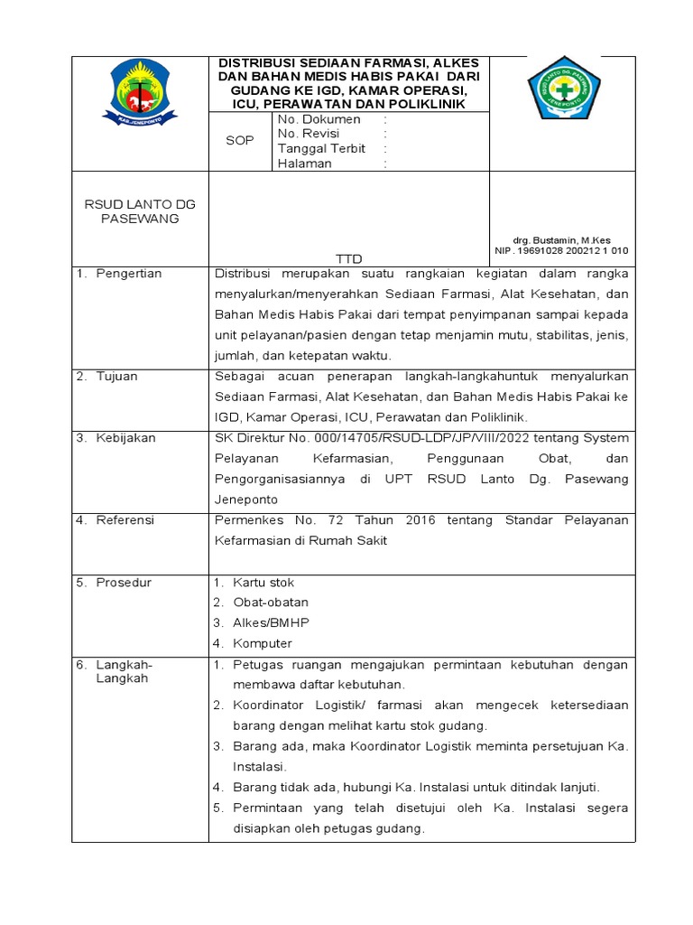 15-Sop Distribusi Gudang Ke Ruangan | PDF