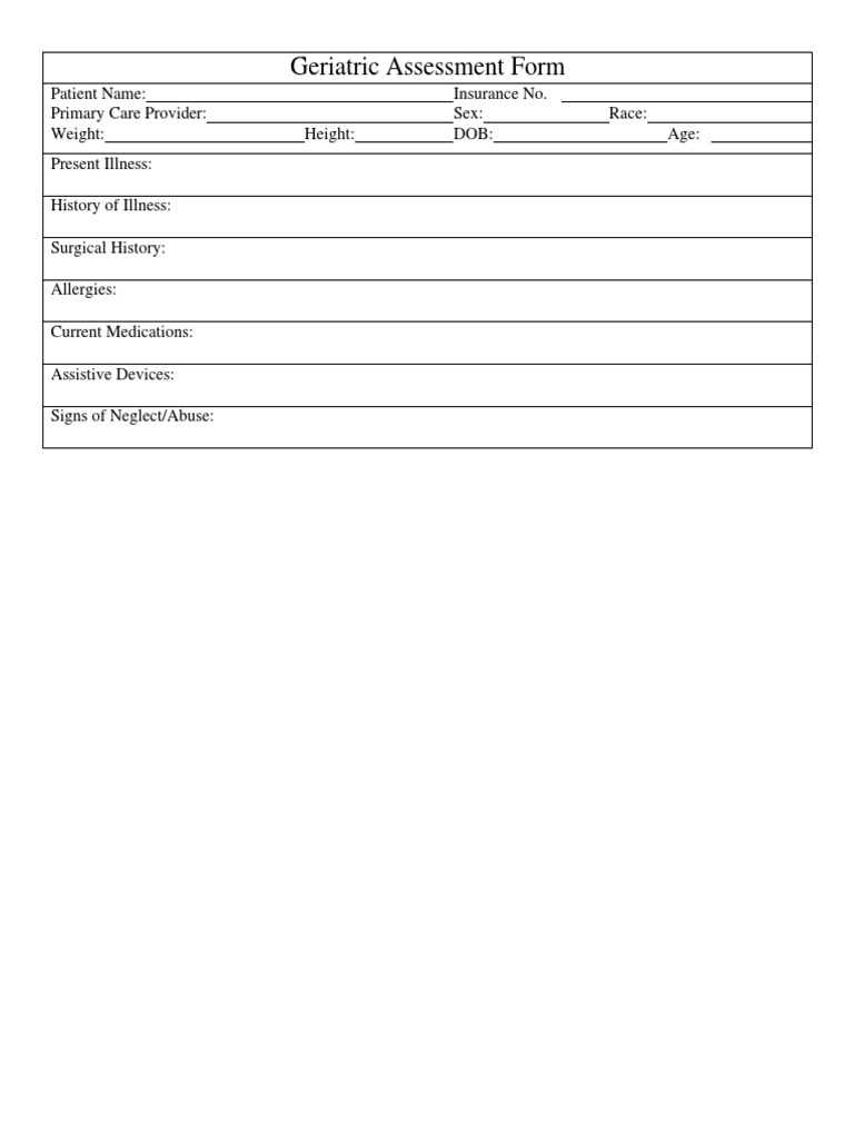 Geriatric Assessment Form | PDF