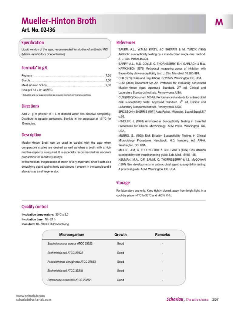 Mueller Hinton Broth | PDF | Microscopy | Medical Specialties