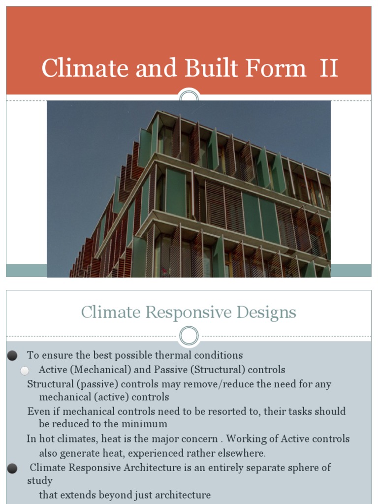 1 - Module 1 - CLIMATE and BUILT FORM II - Passive Techniques | PDF ...