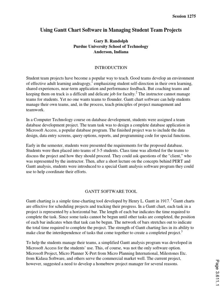 Using Gantt Chart Software in Managing Student Team Projects | PDF ... Using Gantt Chart Software in Managing Student Team Projects | PDF ...
