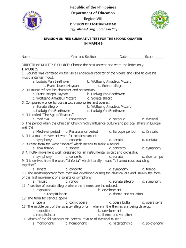 Grade 9 TQ | PDF | Concerto | Substance Abuse