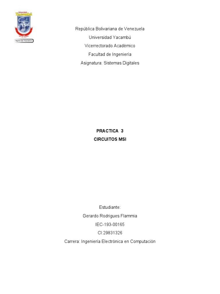 Informe Practica 3 SD Gerardo Rodrigues | PDF | Circuito integrado | Decimal codificado en binario