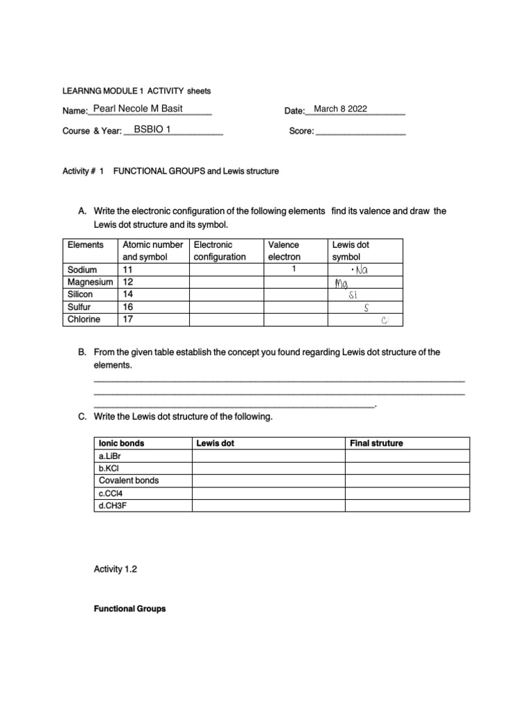 Lewis Structures and Functional Groups | PDF | Chemical Reactions ...