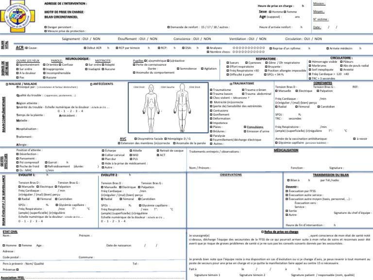 Fiche Bilan Secouriste 2024 | PDF | Réanimation cardio-pulmonaire ...