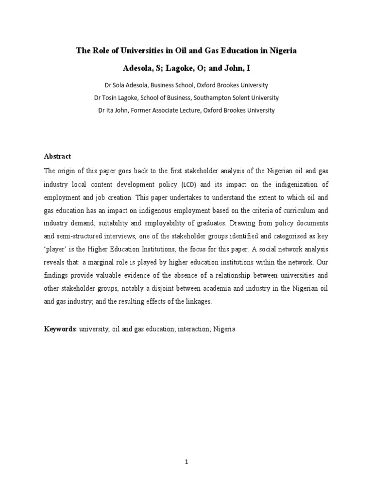 Oil Education RP | PDF | Stakeholder (Corporate) | Petroleum
