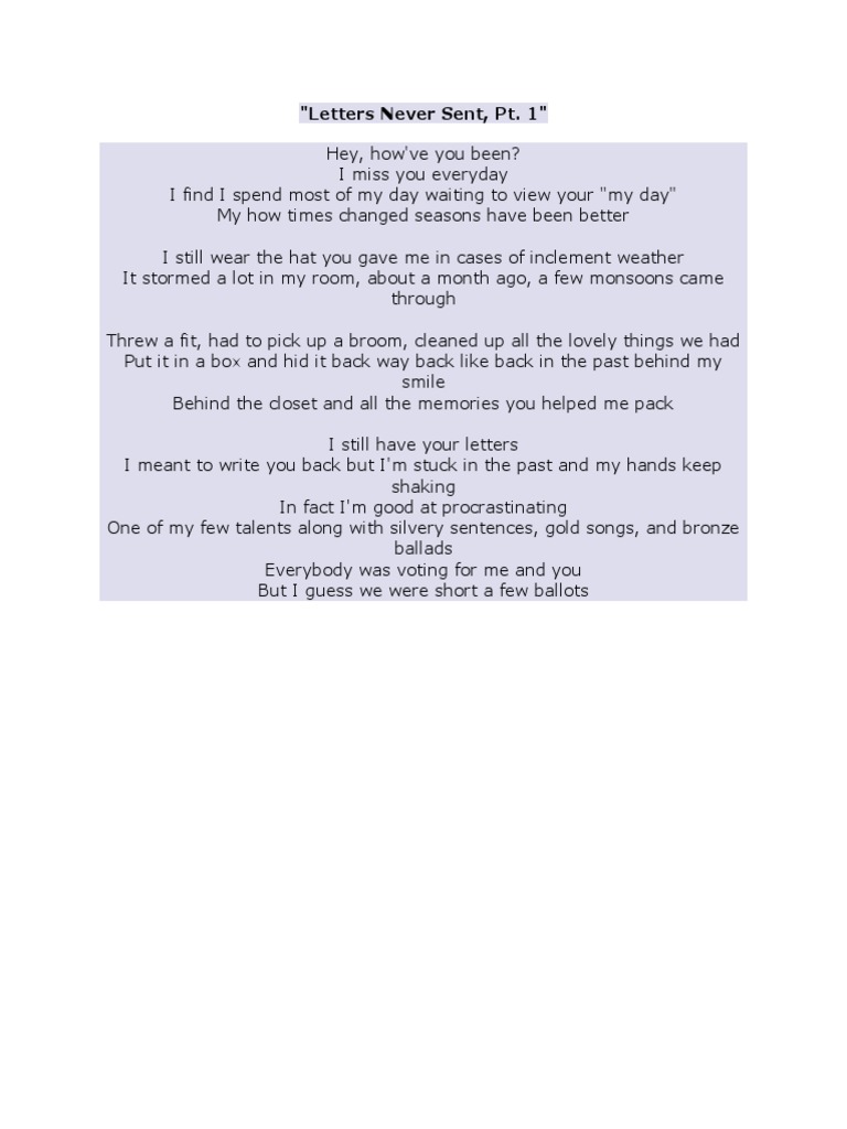 Letters Never Sent | PDF