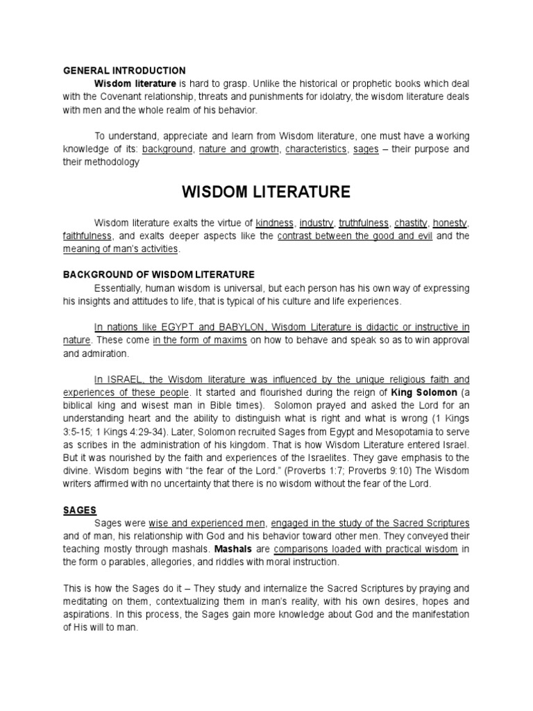 WISDOM | PDF | Book Of Proverbs | Ecclesiastes