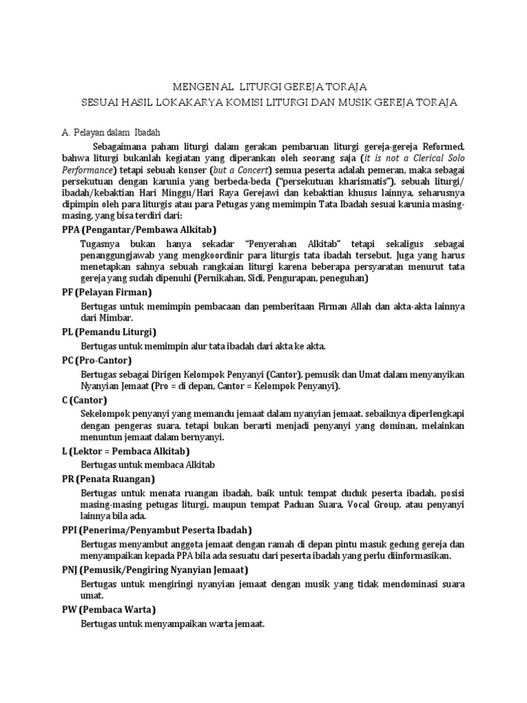 Mengenal Liturgi Gereja Toraja | PDF