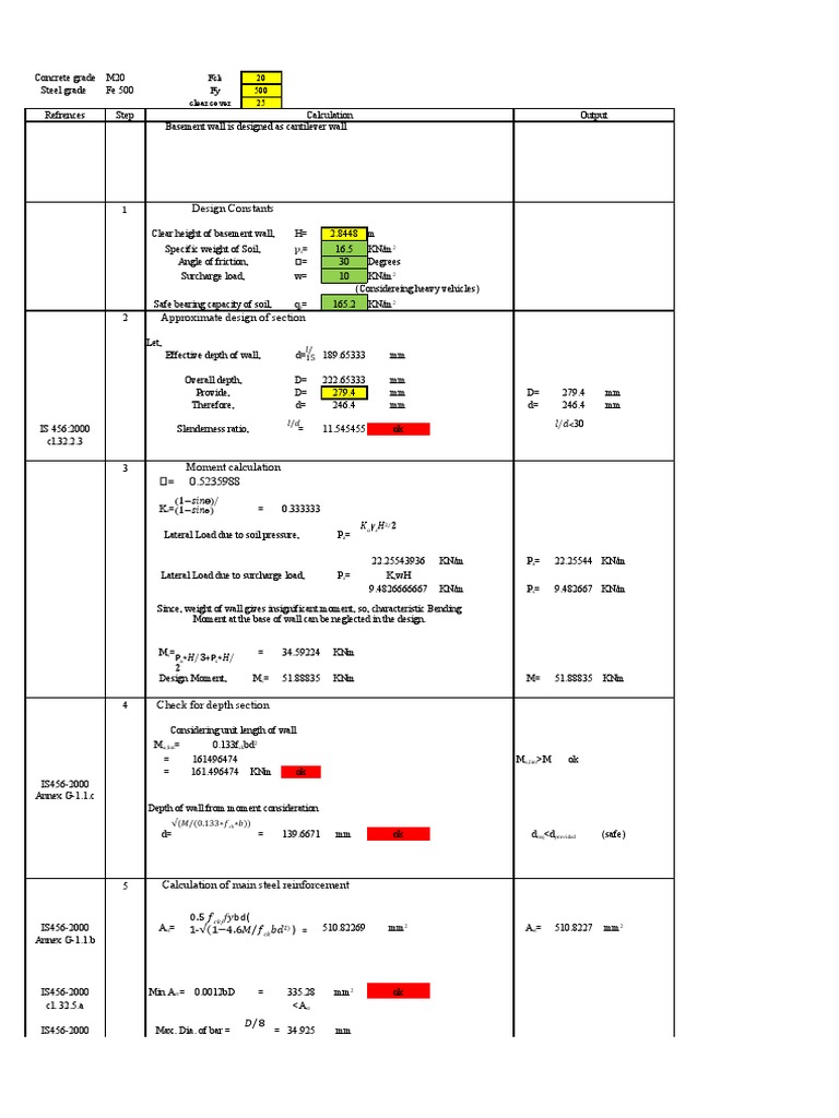 Basement Wall Calculation | PDF | Applied And Interdisciplinary Physics ...