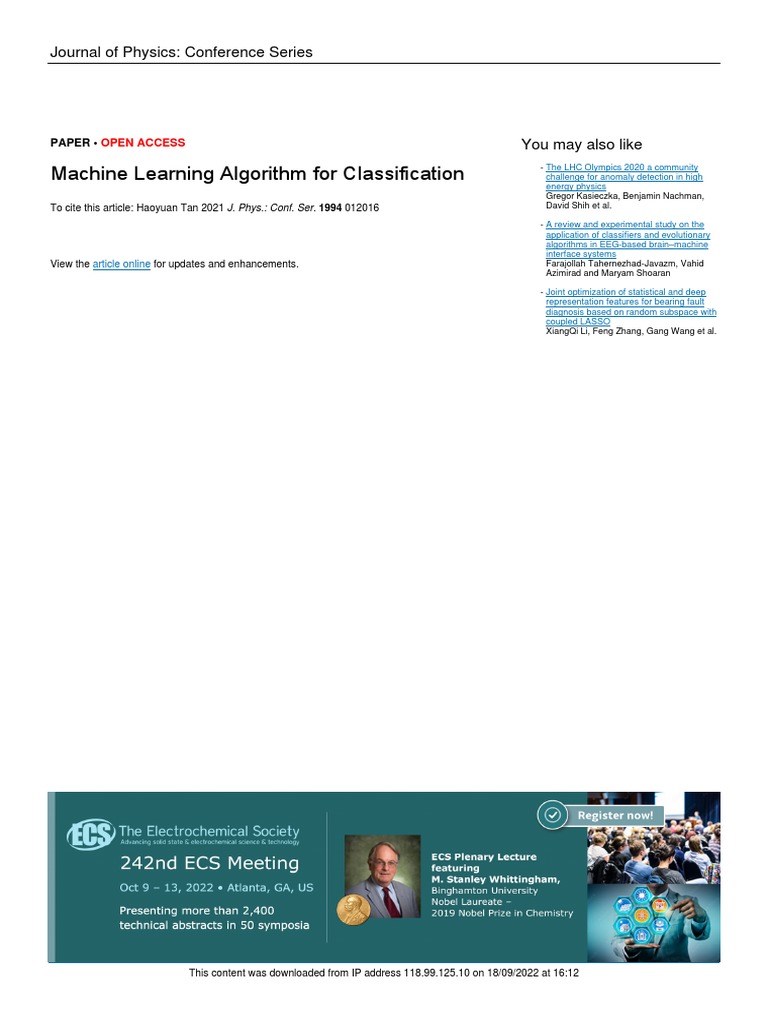 Tan 2021 J. Phys. Conf. Ser. 1994 012016 | PDF | Machine Learning ...