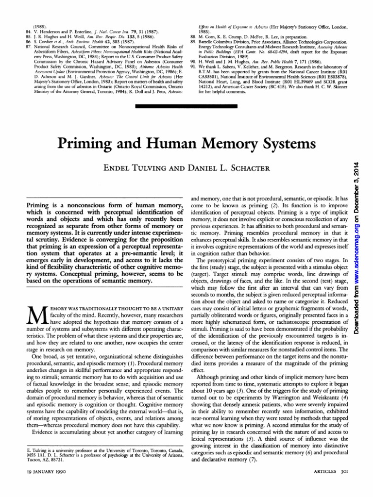 Science 2296719 | PDF | Priming (Psychology) | Memory