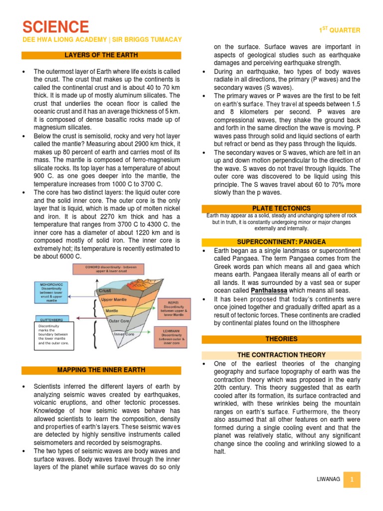 Science 10 Reviewer | PDF | Plate Tectonics | Mountains