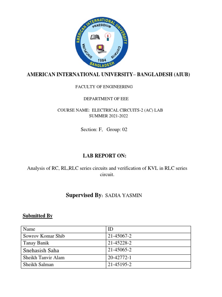 Lab Report-3 - AC | PDF | Electrical Network | Computer Engineering Lab Report-3 - AC | PDF | Electrical Network | Computer Engineering