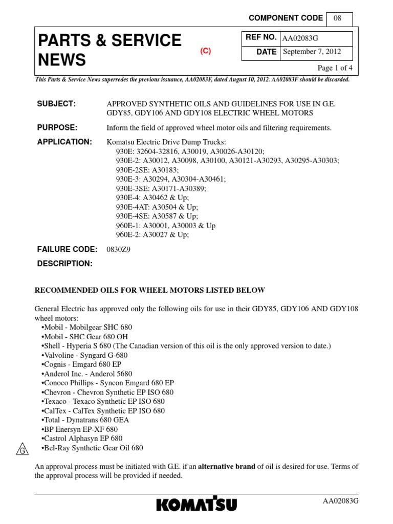 GE Approved Oils for Wheel Motors | PDF | Lubricant | Motor Oil