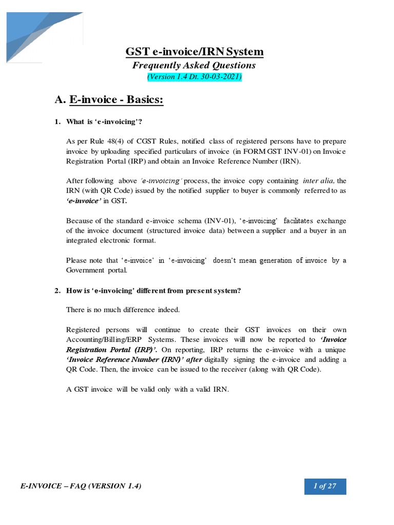 E-Invoicing: Key FAQs and Guidelines | PDF | Invoice | Value Added Tax