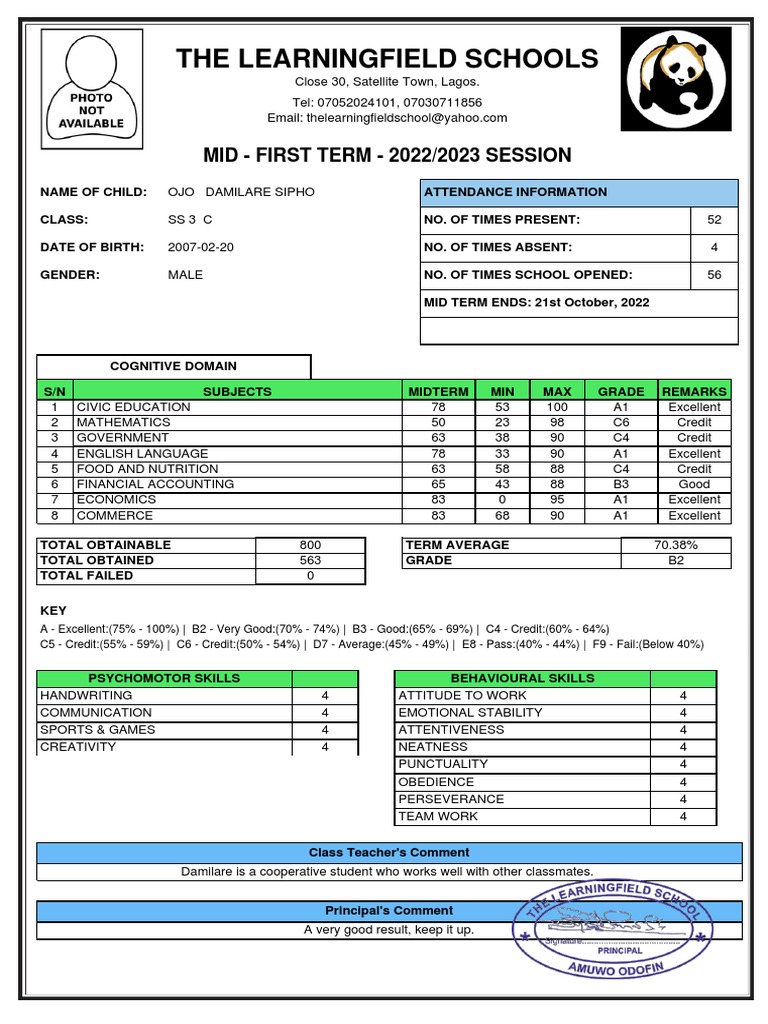 The Learningfield Schools: Mid - First Term - 2022/2023 Session | PDF