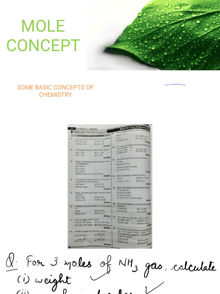 Mole Concept: Some Basic Concepts of Chemistry | PDF | Mole (Unit) | Proton