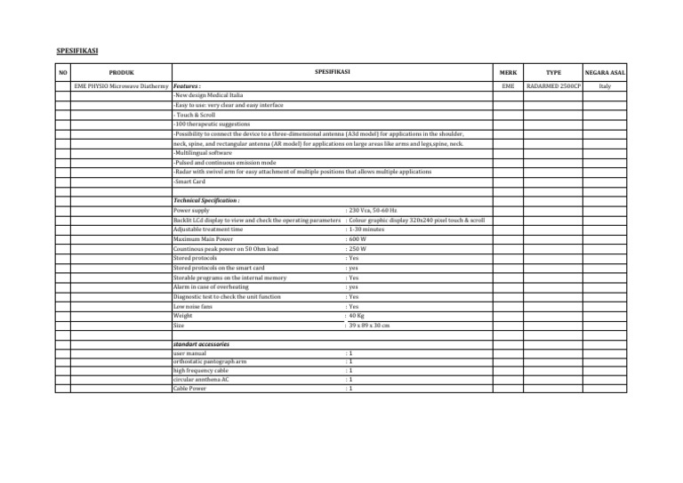 Spek Radarmed 2500cp | PDF | Computer Science | Electronic Engineering