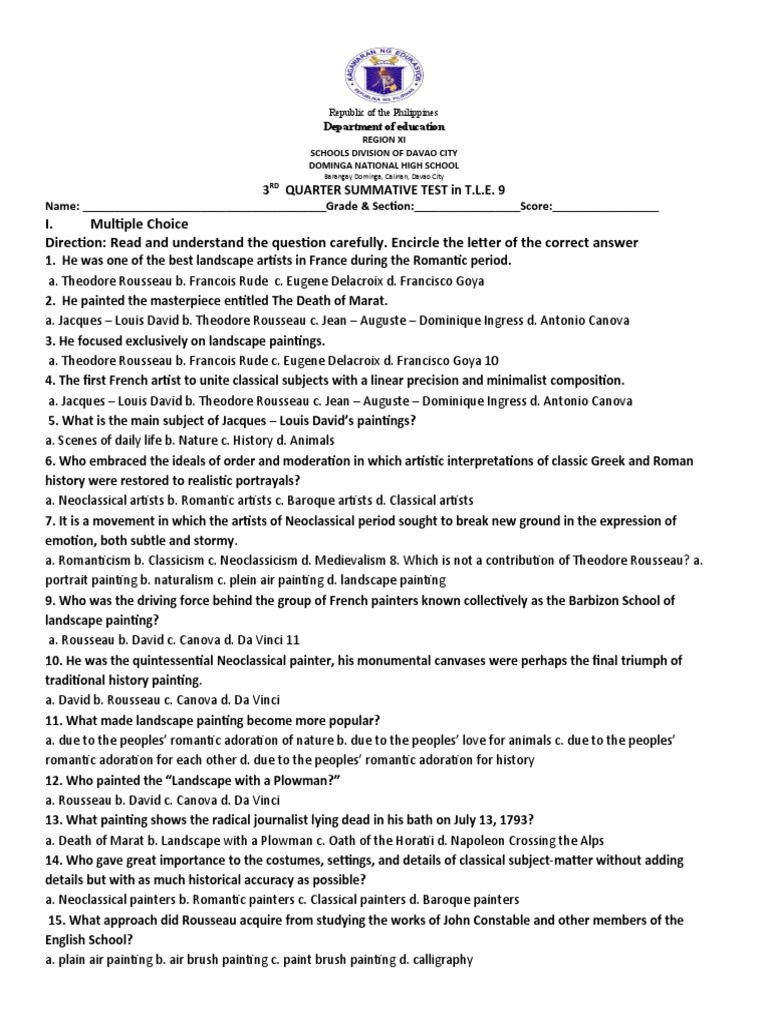 Tle 9 - Summative Test q3 | PDF | Pest (Organism) | Insects