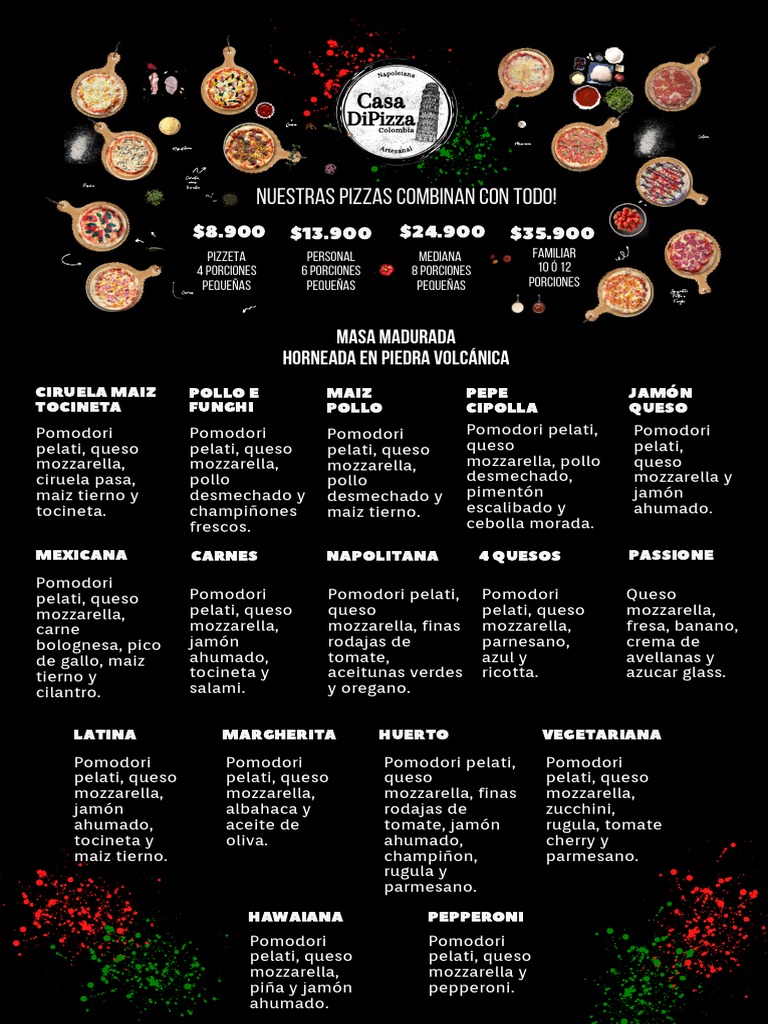 MENÚ CASA DI PIZZA (2) BBBB | PDF | Cocina, comidas y vino