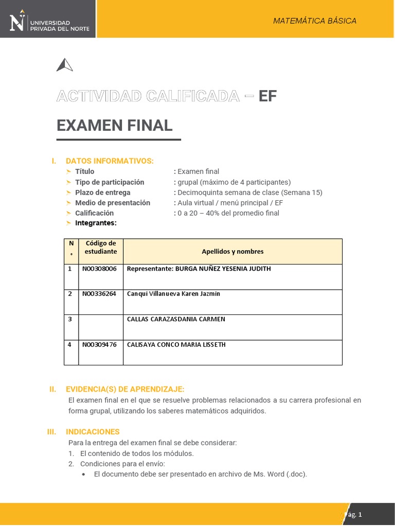 Examen Final Matematica Basica | PDF | Prueba (evaluación) | café