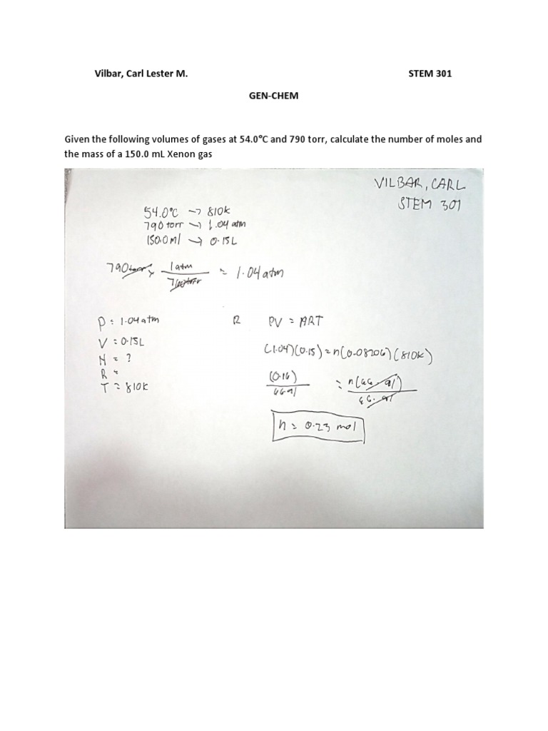 05 Exercise 1 Gen - Chem - Vilbar | PDF
