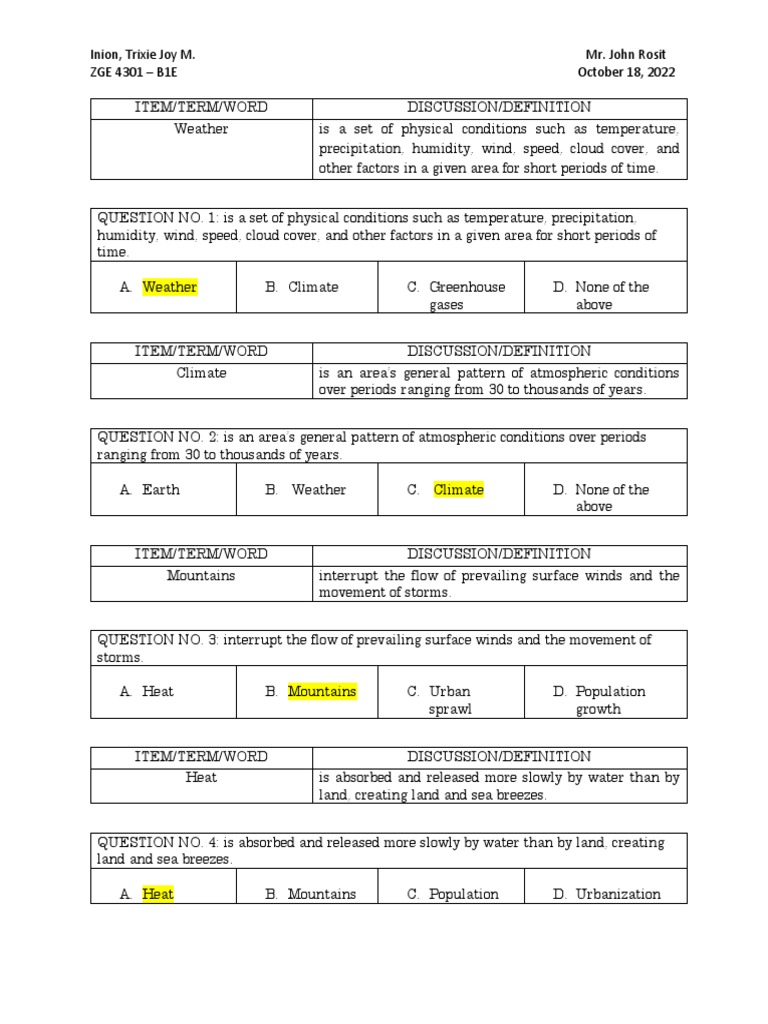 M7 Assignment 7 MC | PDF | Desert | Climate