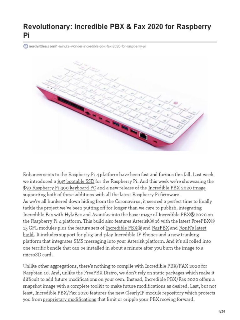 Revolutionary Incredible PBX Amp Fax 2020 For Raspberry Pi | PDF | Port ...