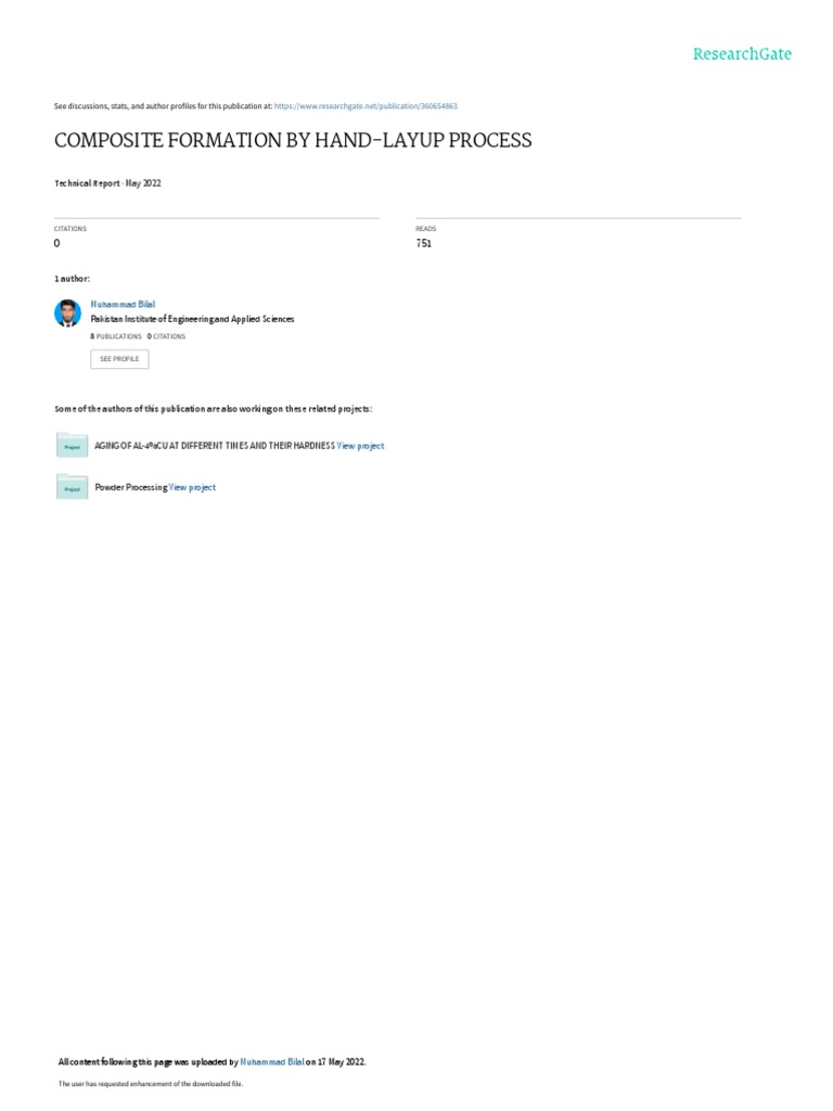 Composite Formation by Hand-Layup Process: Technical Report | Download ...